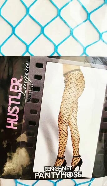 Колготки от американского бренда Hustler Lingerie в крупную сетку, бирюзовый, OS