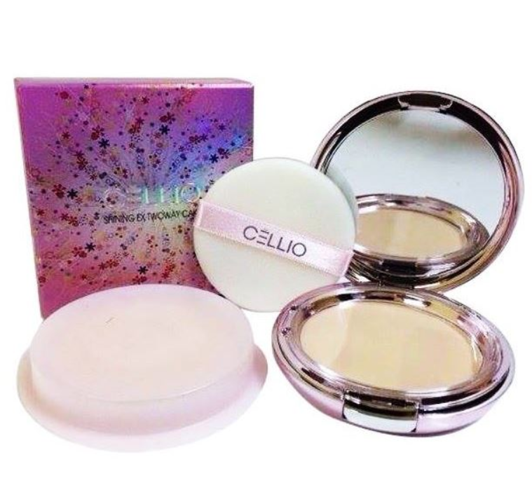Пудра Dr.Cellio для лица компактная с запасным блоком Shining EX Twoway Cake, тон 21, 2*13 гр