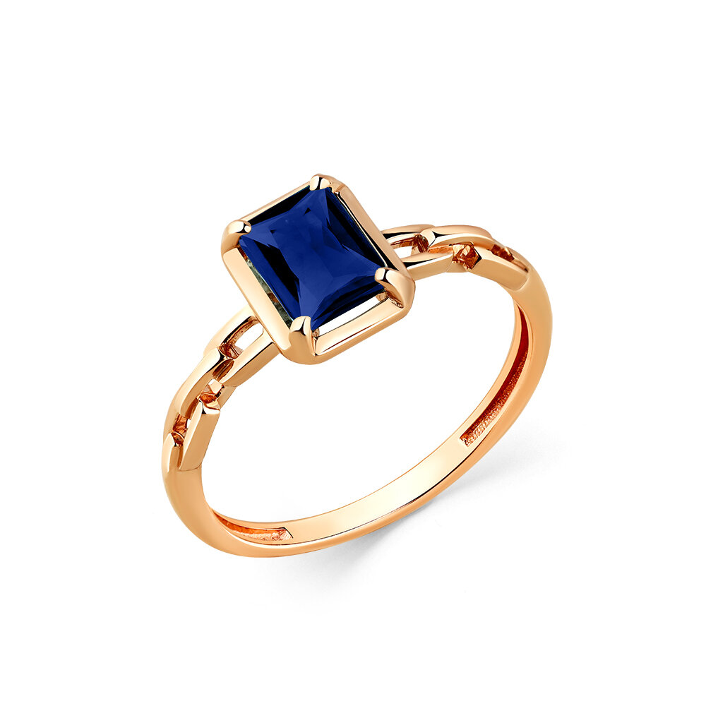 Кольцо обручальное, красное золото, 585 проба, корунд