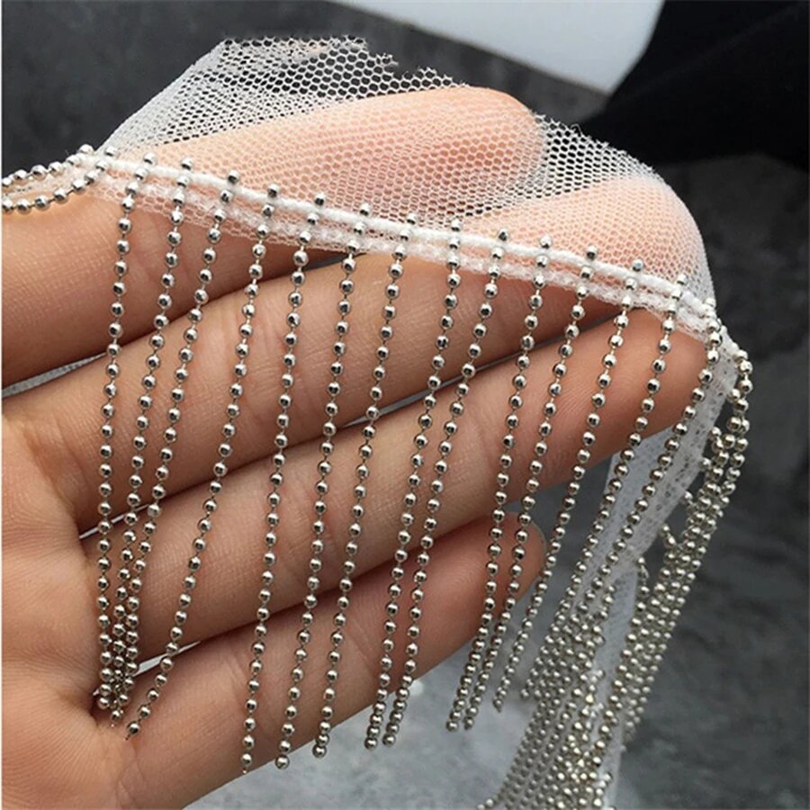 Металлическая цепочка с бахромой ZYLPYY 6 см White Mesh Silver