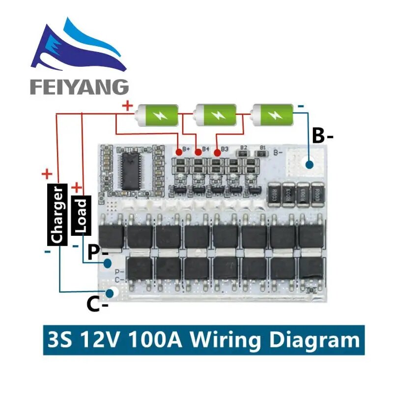 SAMIORE ROBOT BMS 100A 18650 Литий-ионная батарея 3S 12V 100A