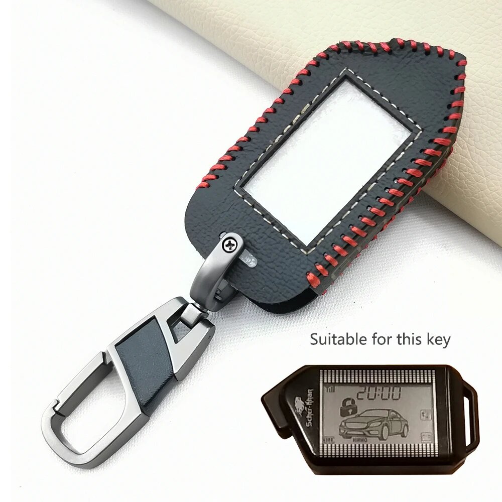 Кожаные чехлы для автомобильных ключей с ЖК-дисплеем, защитный чехол для Scher-Khan Mobicar A B 1 2 3 M10 M20, двусторонняя автомобильная сигнализация Red line