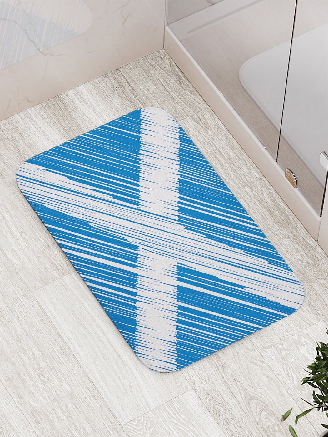 Коврик для ванной комнаты, туалета "Штрихованный флаг Шотландии" противоскользящий, 52х77 см, JoyArty