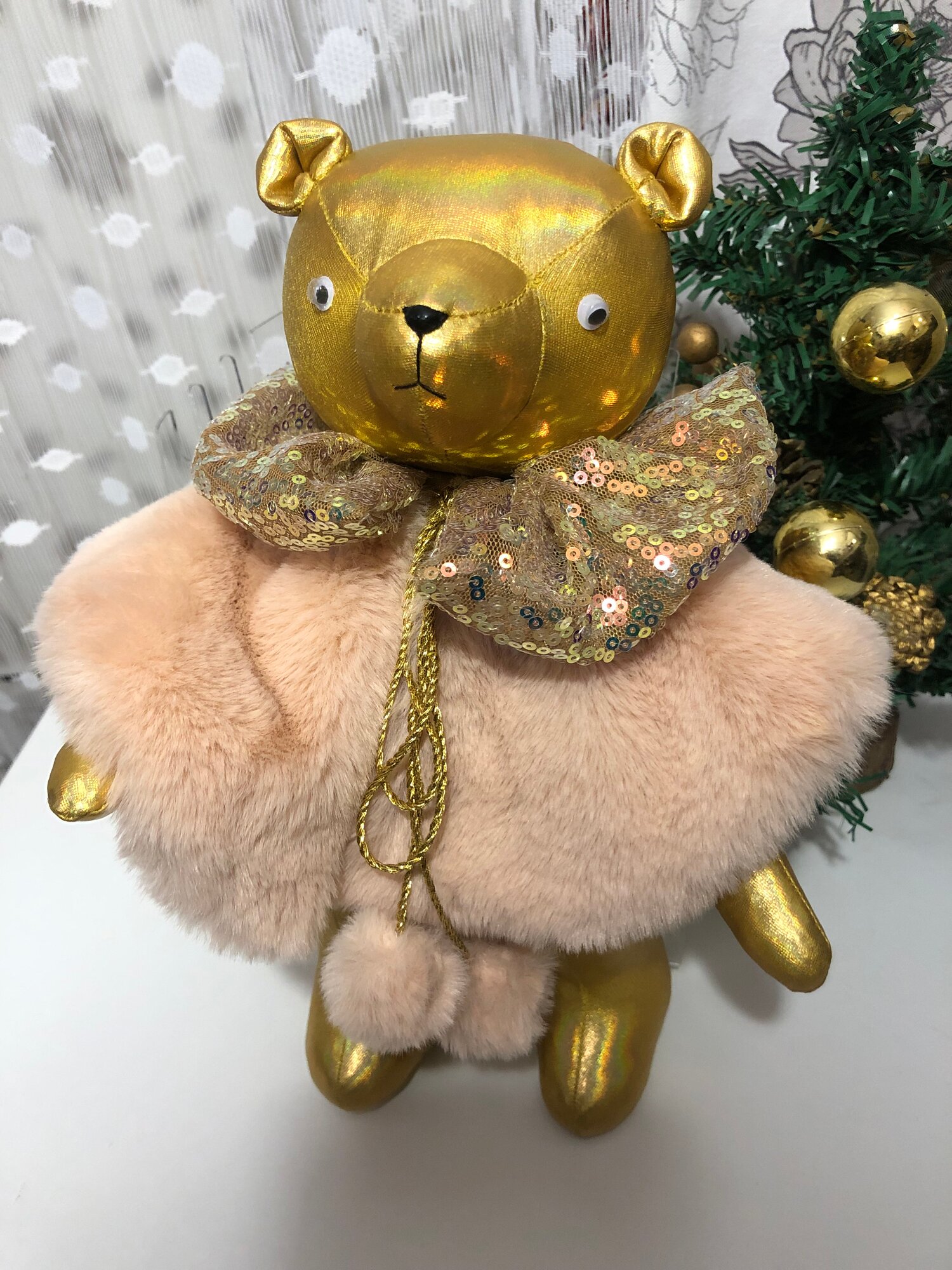 Мишка Тедди от Автор Мила Булавина, текстиль, подарочная упаковка, цвет золотистый