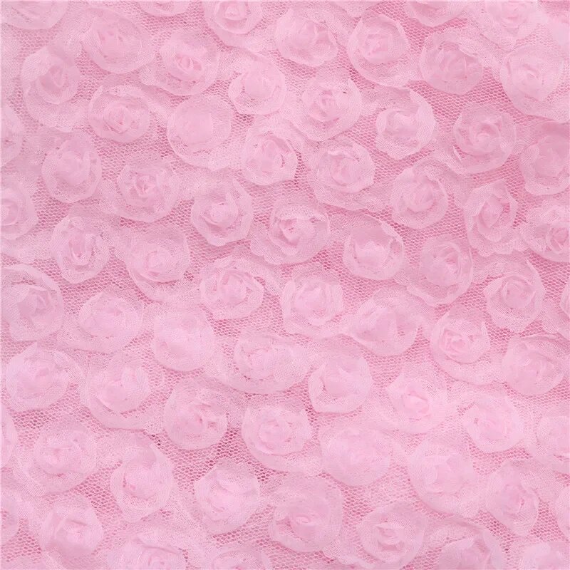 Шифоновая ткань DHANXINZ радужная 3D цветочная Розовый, Light pink