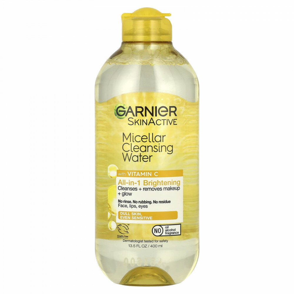 Garnier, SkinActive, Мицеллярная очищающая вода с витамином C, 13,5 жидких унций (400 мл)