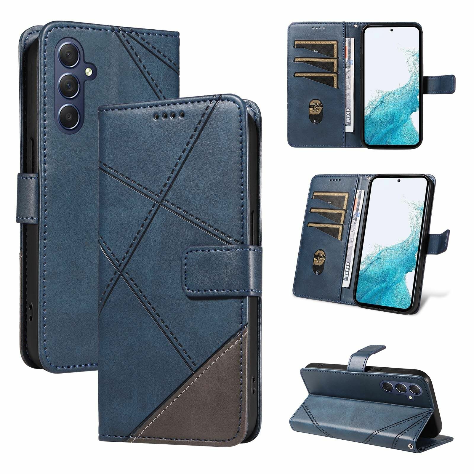 YIKATU Чехол книжка для Samsung Galaxy A54 5G (Самсуиг Галакси А54 5G) кожаный черный с магнитной застежкой, flip чехол с функцией подставки, С вытяжным шнуром