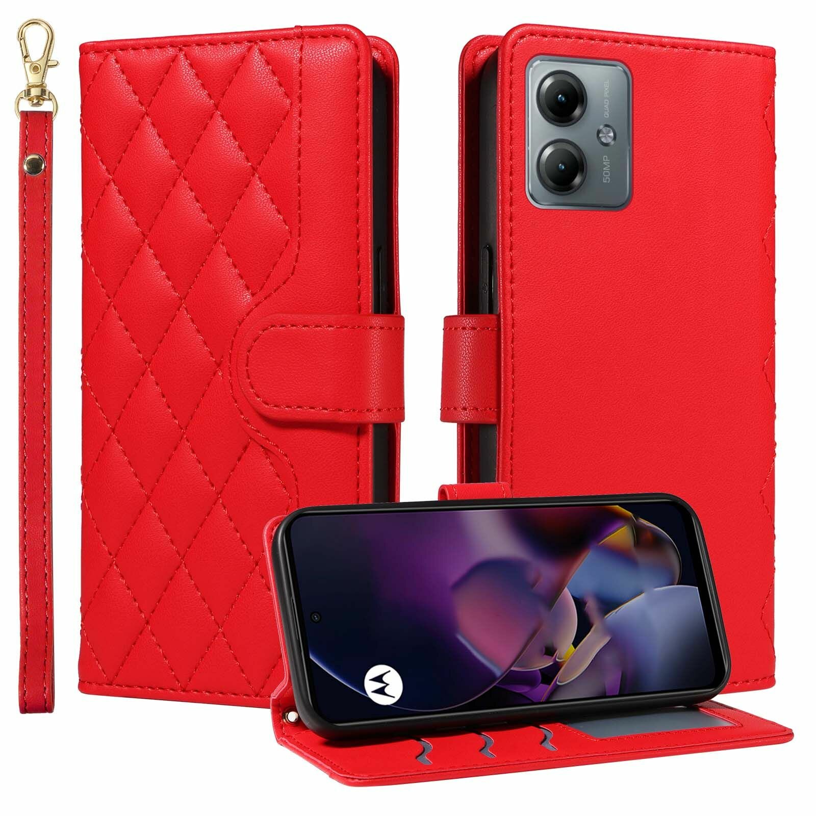 YIKATU Кожаный Чехол Для Motorola Moto G14 4G/G54 5G (Моторола Мото G14 4G/G54 5G) С визитницей из экокожи, модный, против падения, подарочный, элитный, книжка