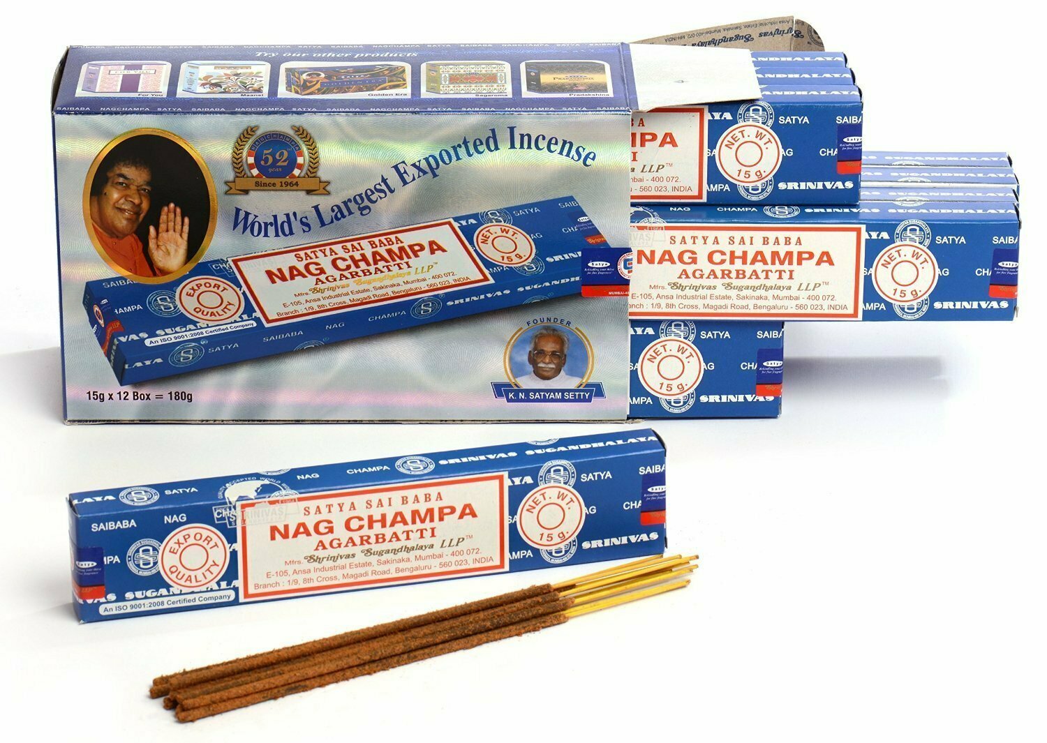 Блок Благовония Наг Чампа Сатья Satya Nag Champa 15 гр. * 12 шт коробка