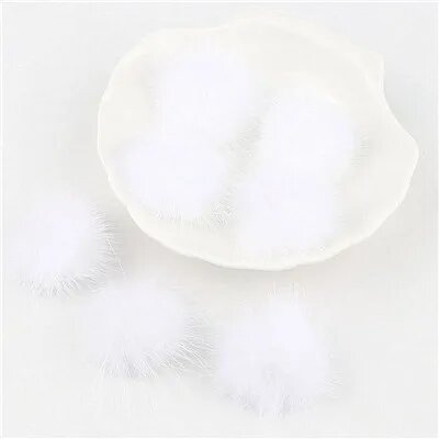 Норковые помпоны 25/30/35/40 мм Белый, white, 25mm 100pcs