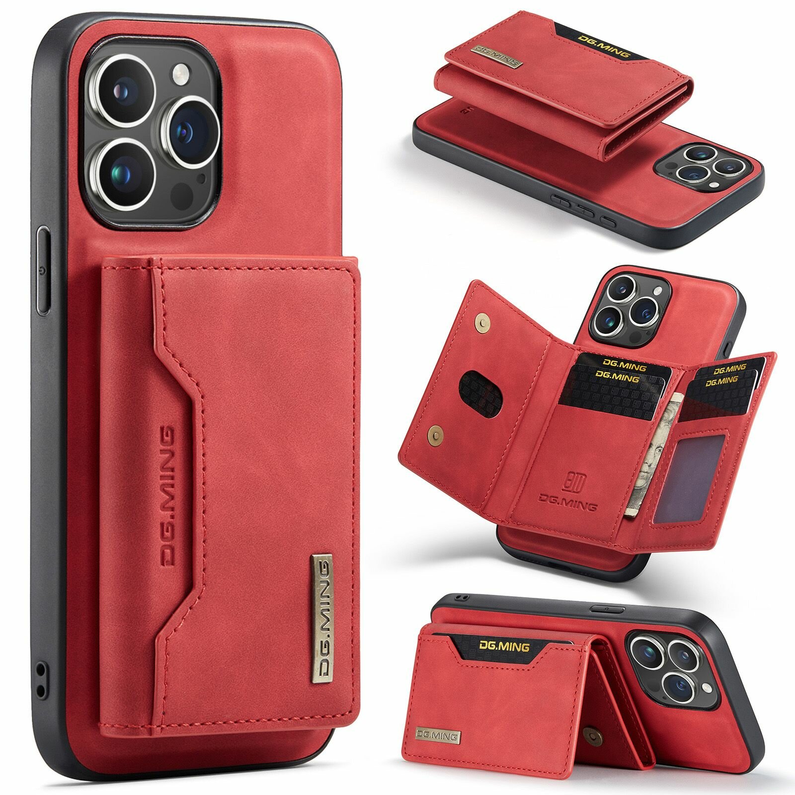 DG.MING Mагнитный кожаный чехол для Apple iPhone 12 Pro Max / Айфон 12 Про Макс , держатель магнитной карты, 2-в-1 чехол из спилка