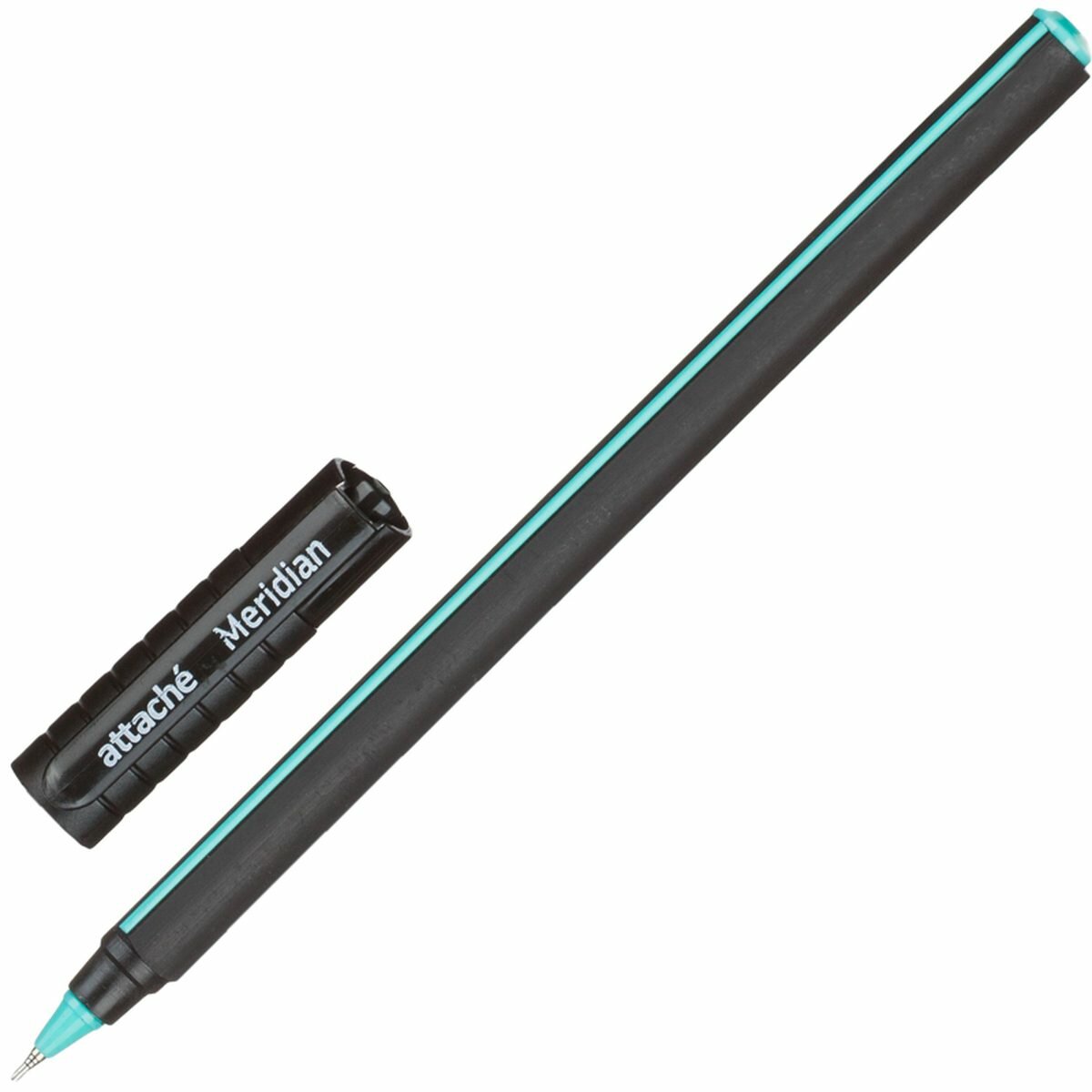 Ручка шариковая Attache Meridian (черно-бирюзовый корпус, 0.35мм, синяя, корпус soft touch) (1197267), 50шт.