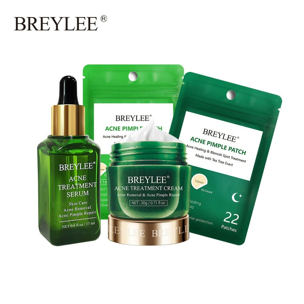 Пластырь для очищения кожи от угрей BREYLEE Facial Acne Clearing Patch - восстанавливающий гель для лица от угрей Acne Essence - средство для сужения пор и лечения акне