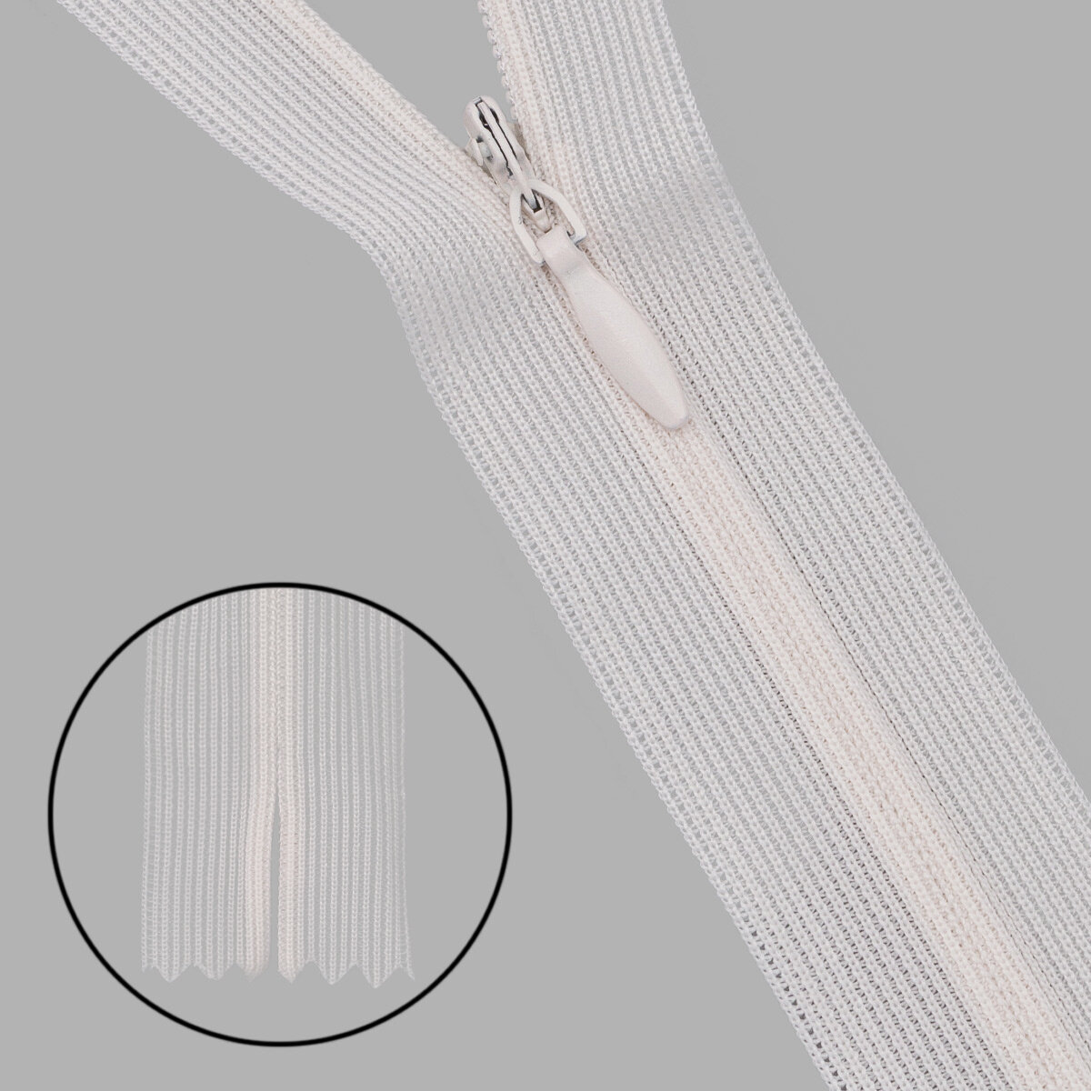 Молния потайная неразъёмная Т3, 20 см (нейлон), 10 шт (293 айвори)