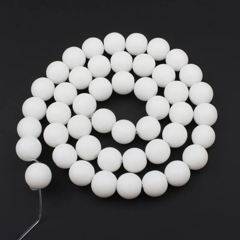 Матовые черные и белые ониксовые бусины JILKOL 4/6/8/10/12 мм Белый, 8mm 46pc, Matte White