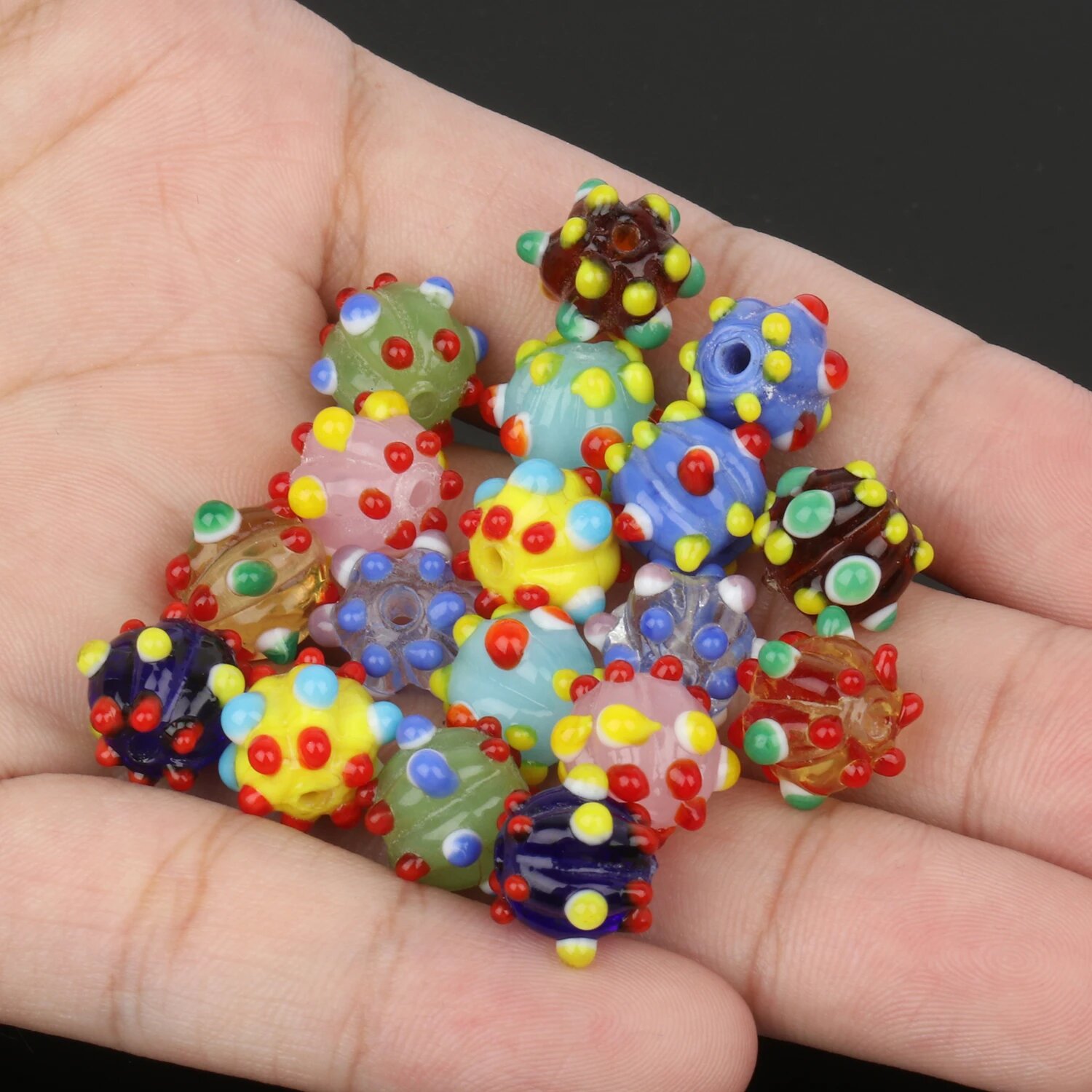 Бусины GMB724 Муранское стекло 10 мм разноцветные mix