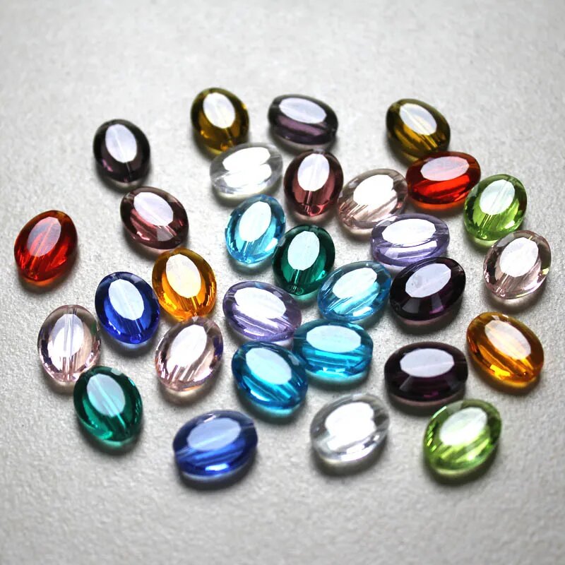 Стеклянные бусины овальные, 13х10 мм, mix colors, 50 шт