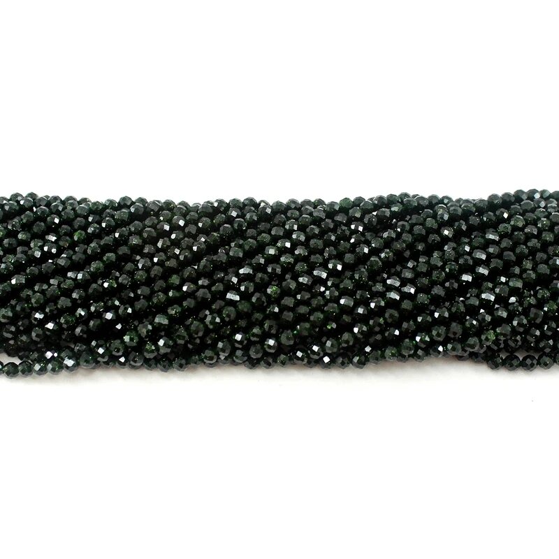 Бусины из полудрагоценных камней ZHUOHONG Черный, 3mm, Green Sand