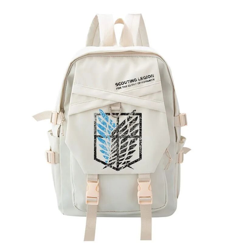 Атака титанов, рюкзак, Черно-белые школьные ранцы для девочек и мальчиков, 29 × 45 × 13 см, White