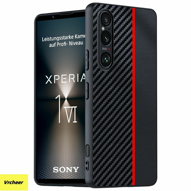 Чехол на Sony Xperia 1 VI (Сони Иксперия 1 Марк 6), Роскошная кожа и матовой отделкой под карбон