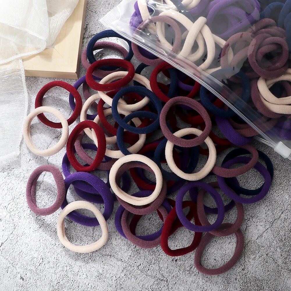 50 шт. эластичные резинки для волос фиолетовые, Color 14