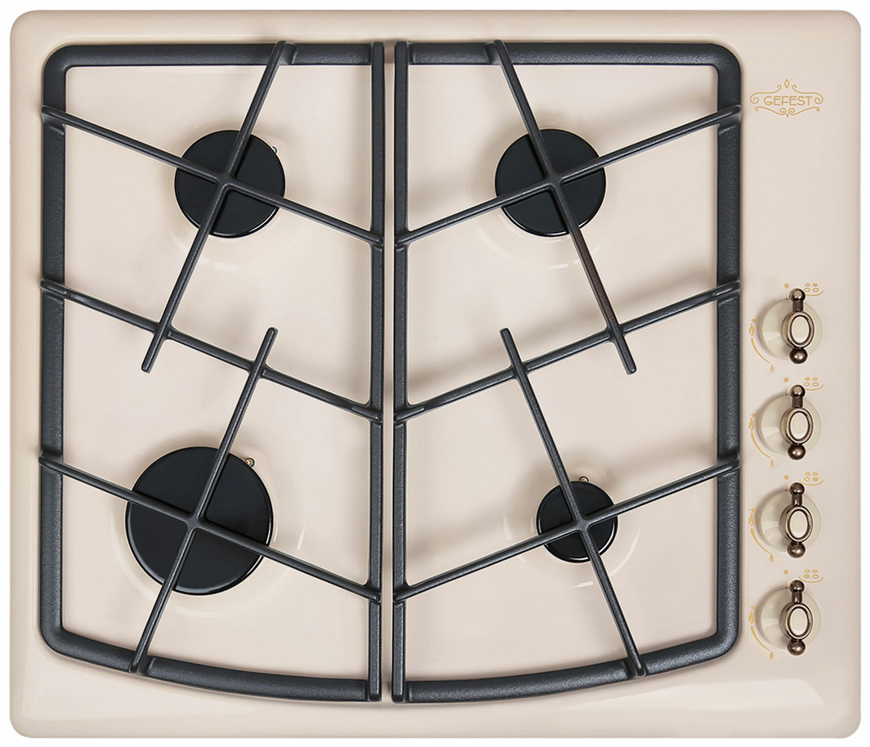 Газовая варочная панель Gefest СГ СН 1211 К54 59 см, 4 конфорки электроподжиг газконтроль, бежевый