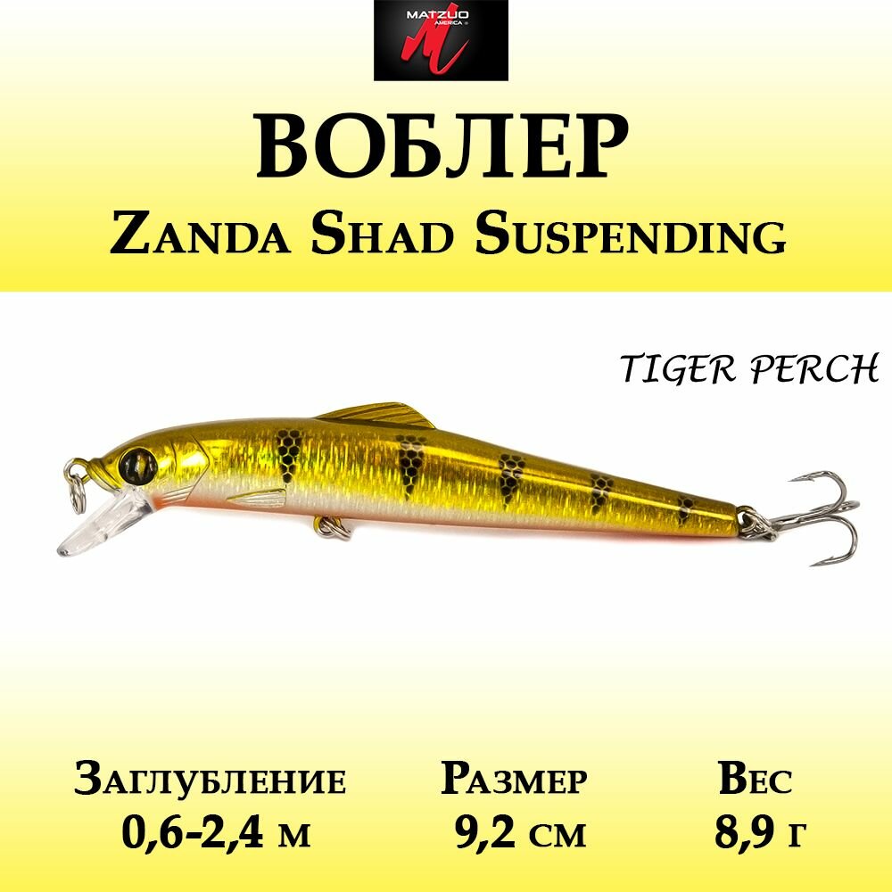 Воблер для рыбалки Matzuo Zanda Shad Suspending 8,9г, цвет Tiger Perch