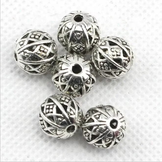 Серебряные полые бусины-разделители 10 шт, Цвет: 14