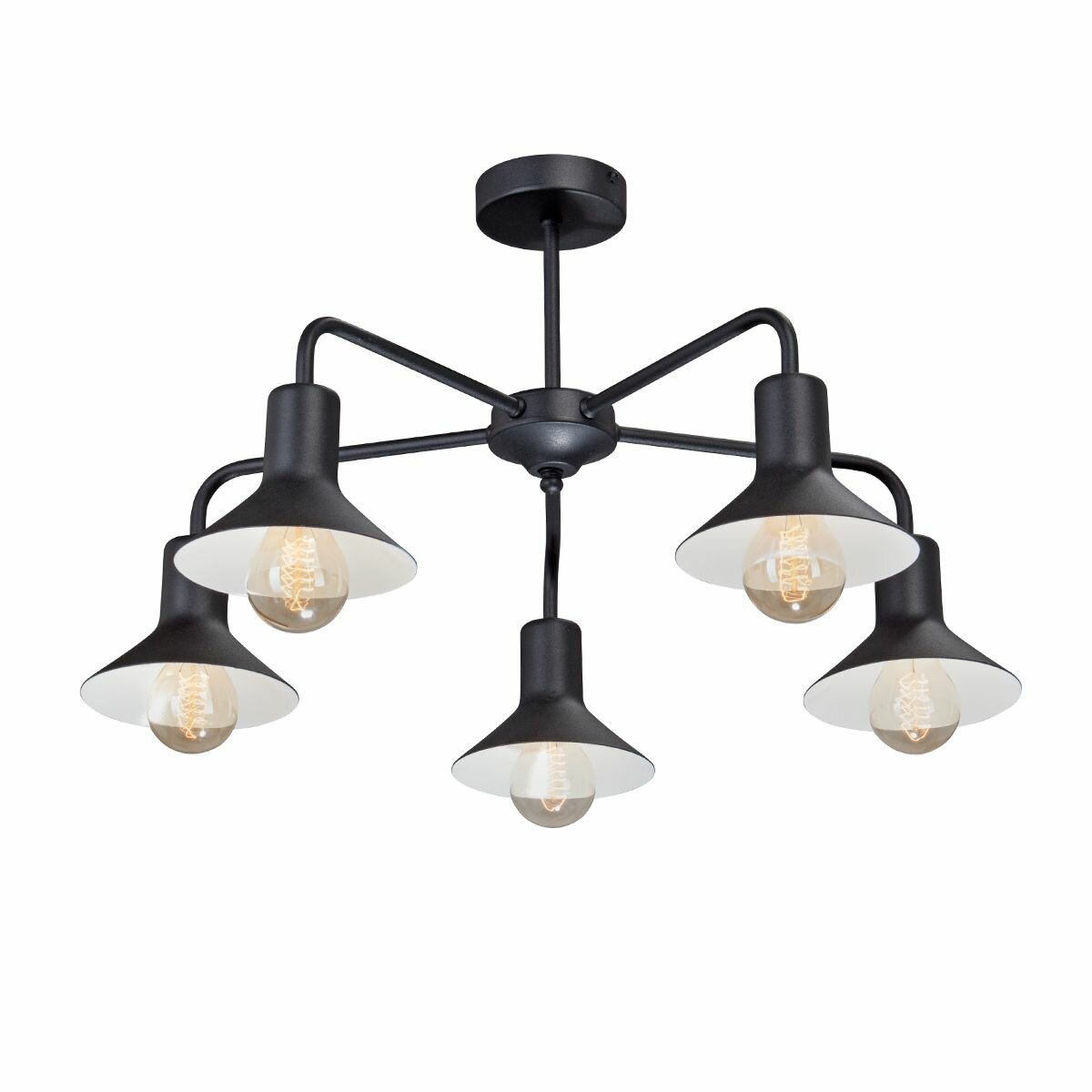 Люстра потолочная Vitaluce V4805-1/5PL , 5 ламп 15м2, Е27, макс. 40Вт, цвет чёрный матовый. %Распродажа!%