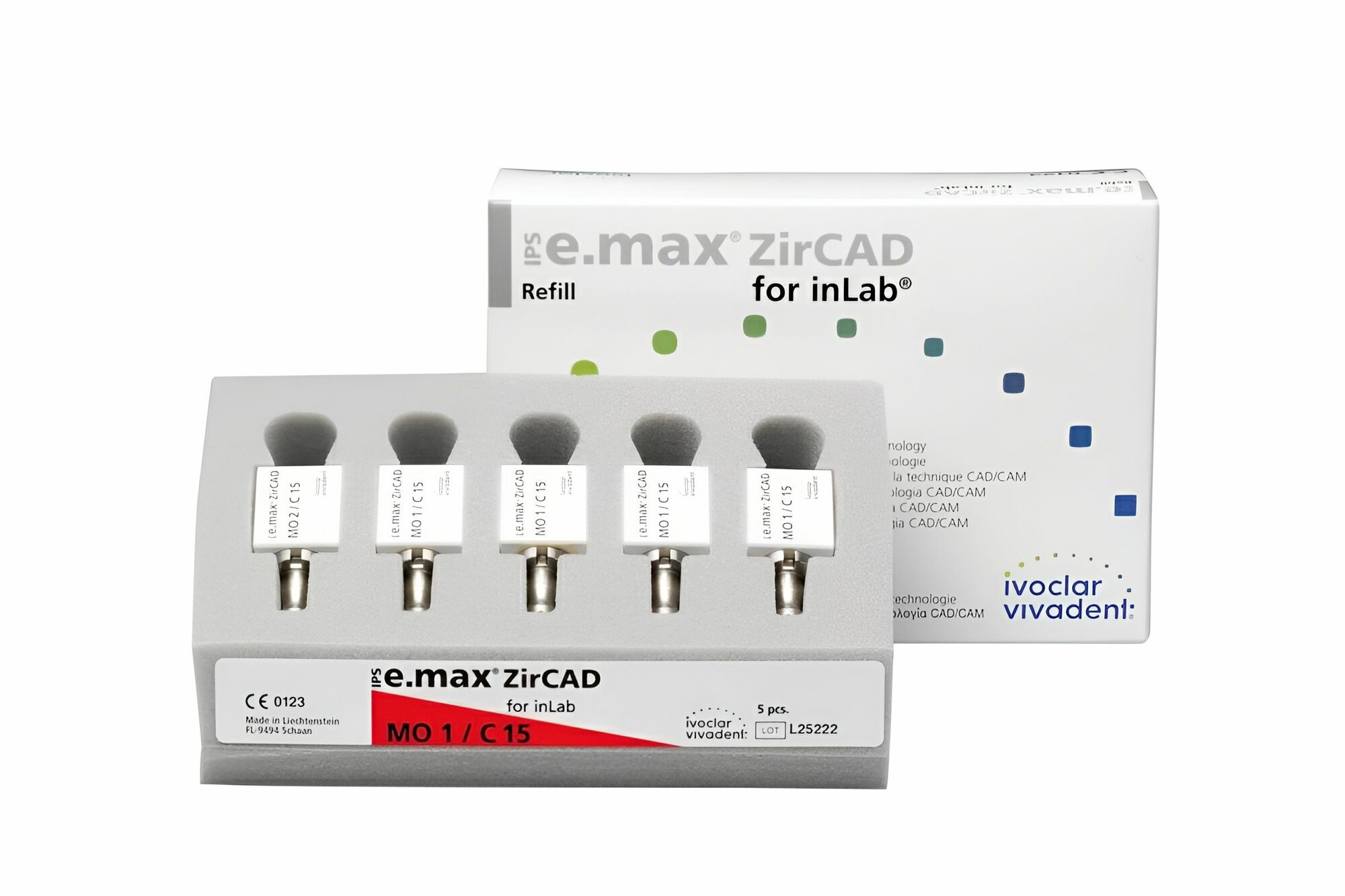 Блоки Ivoclar Vivadent IPS emax ZirCAD for InLab MO 1 C15 L из оксида циркония, 5 шт