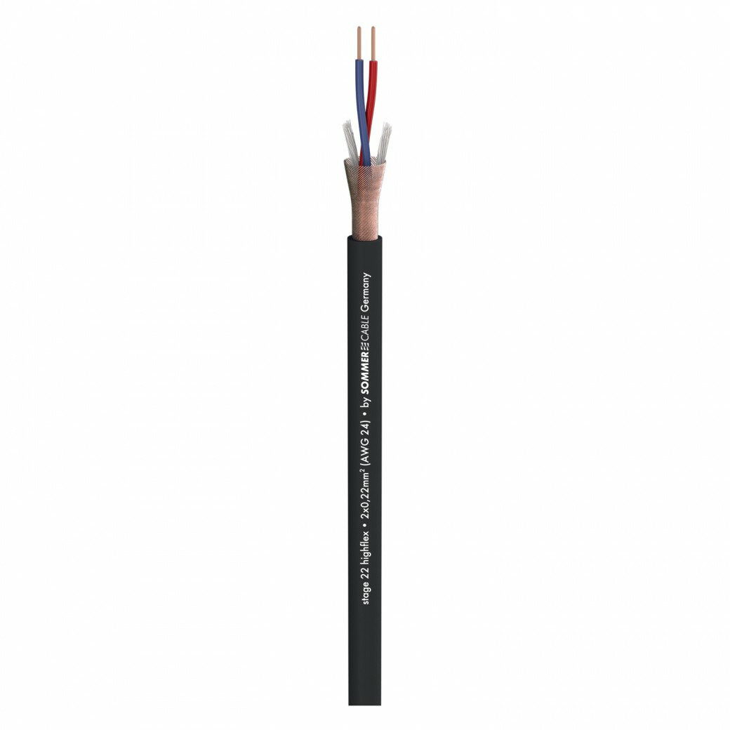 Кабель микрофонный на катушках Sommer Cable 200-0001-200 Stage 22 Highflex Black 200.0m, катушка