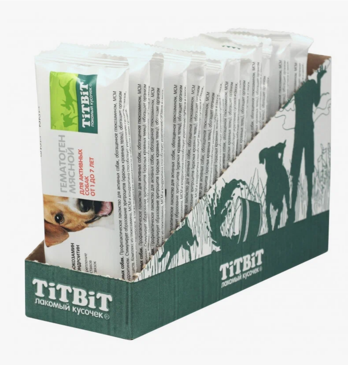 TitBit Лакомство для активных собак Гематоген мясной 35г(10шт)
