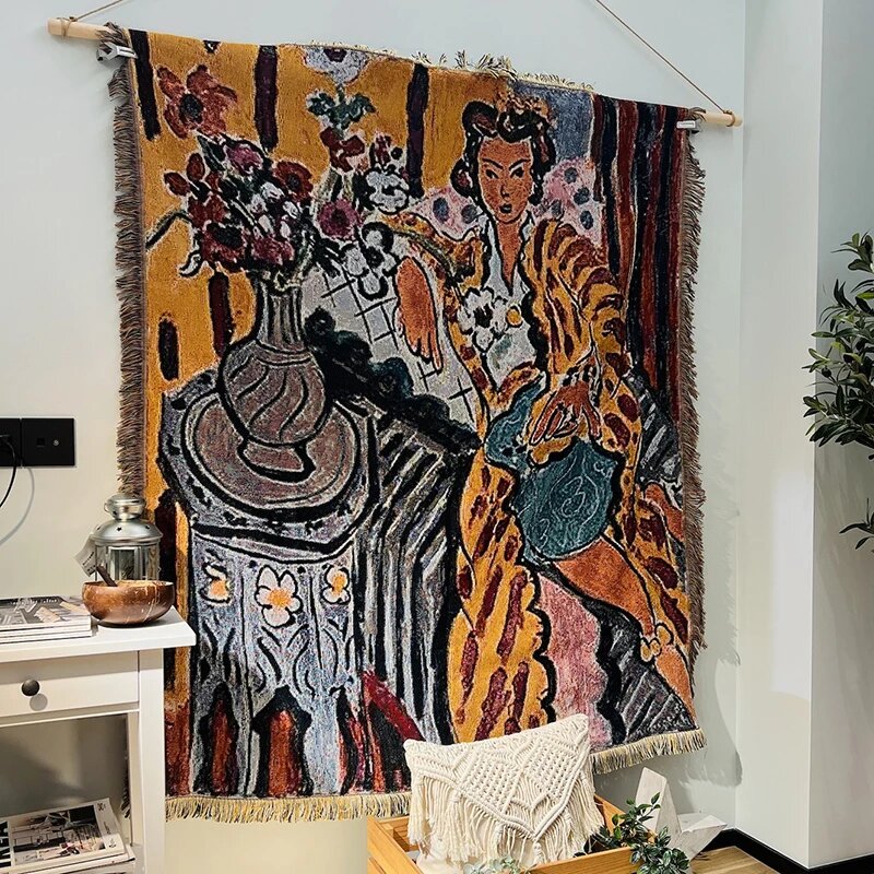 Плед Henri Matisse из хлопка 130x160cm, yellow robe woman