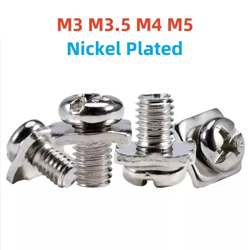 Никелированные винты с квадратными шайбами M3 M3.5 M4 M5 M4x6x8-10pcs