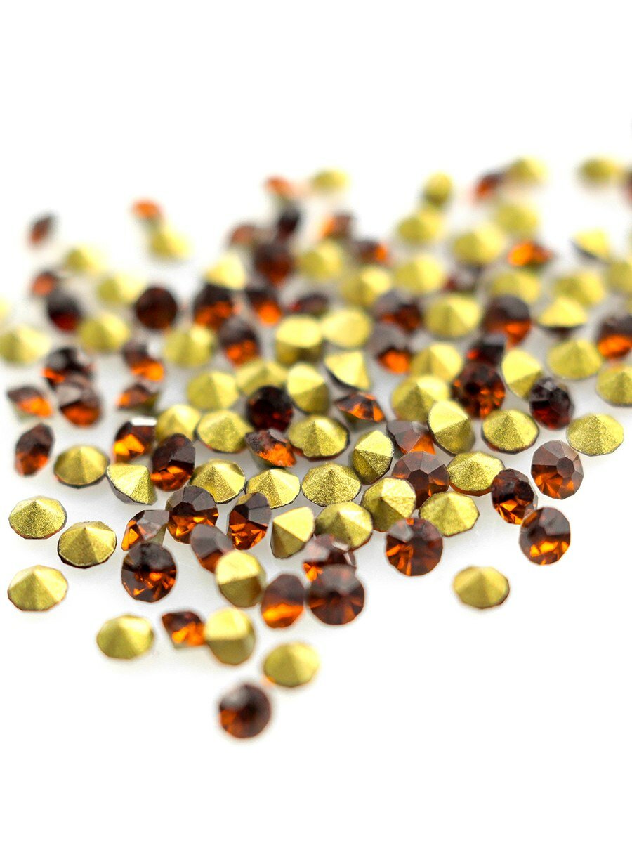 Стразы ювелирные конусовидные/конусные хрустальные (упаковка 100 шт.), размер 2.2 мм, горный хрусталь, цвет коньячный
