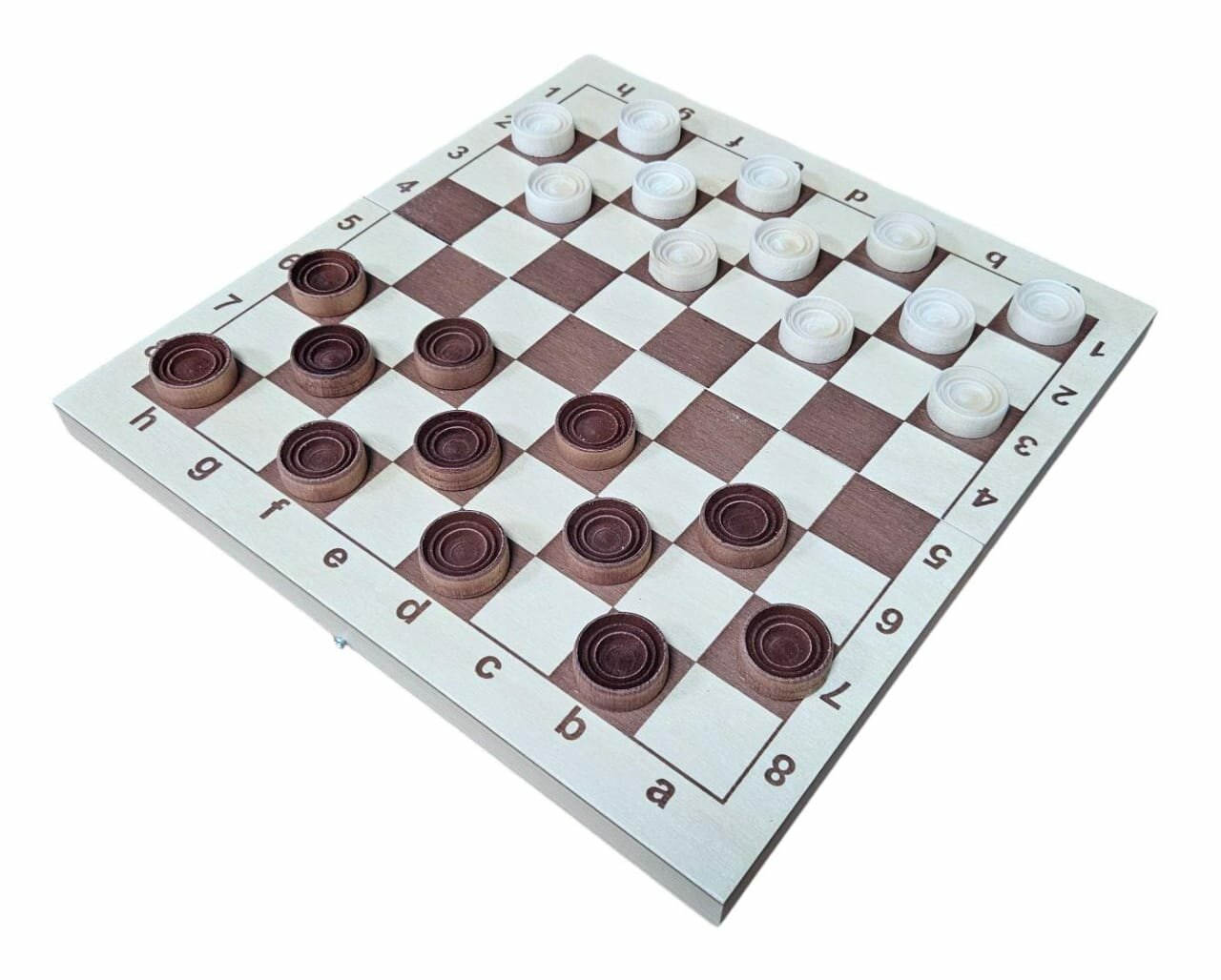 Шашки "Кировские" деревянные D-28мм со складной деревянной доской 290*290 мм
