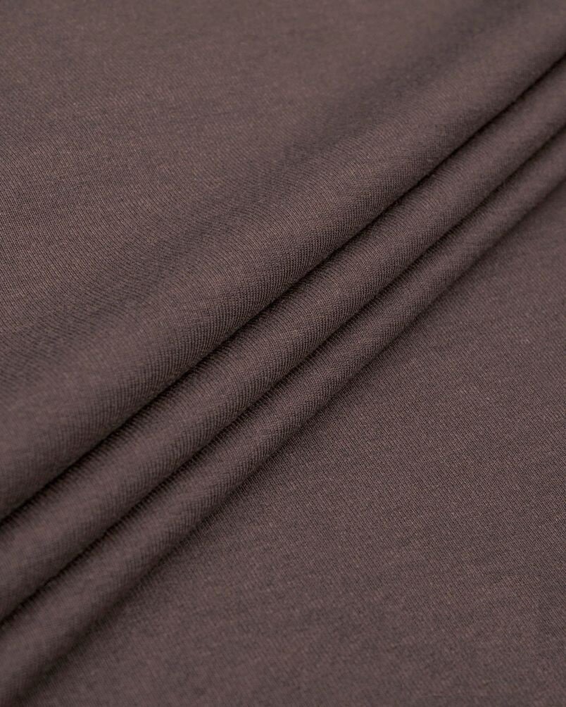 Ткань Футер 2-х нитка пенье. Состав: 73% хлопок, 22% пэ, 5% лайкра. Цвет шоколад. Готовый отрез 3*1,85 м.