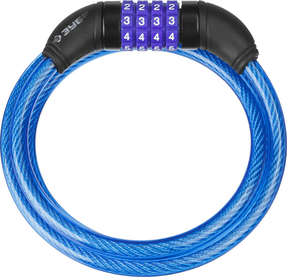 Замок тросовый ЗУБР 1200 мм, 10 мм, цинковый сплав, кодовый, Профессионал