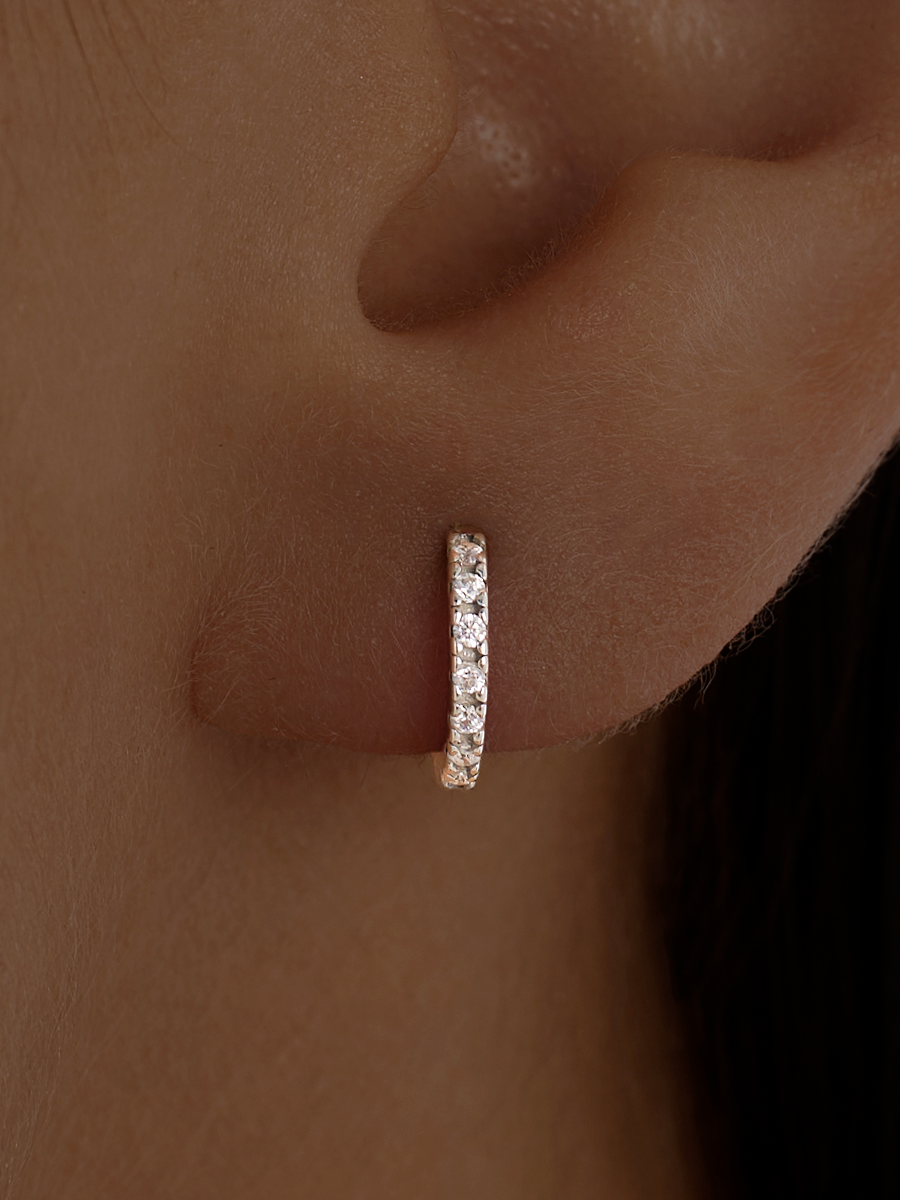 Моносерьга, серебро, 925 проба, родирование, фианит