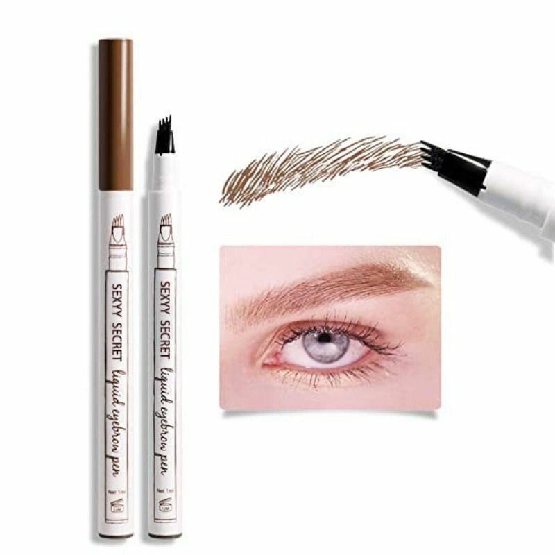 Ультратонкий жидкий карандаш для бровей с четырьмя головками Eyebrow Thrush водостойкий и долговечный, 12.8*2.4*1.2cm