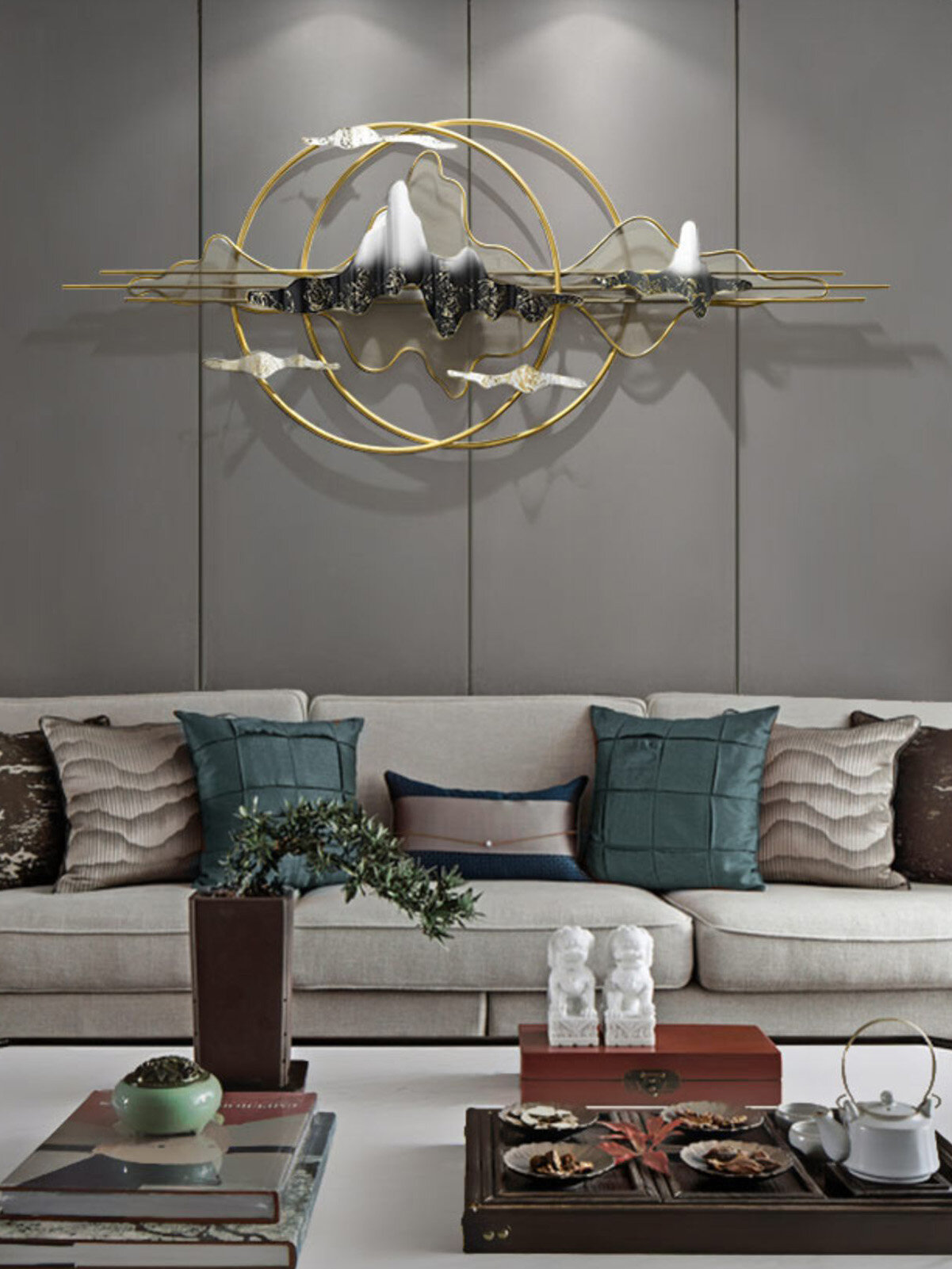 Декор для комнаты, панно металлическое на стену Арт-Деко, декор для комнаты 130x52см