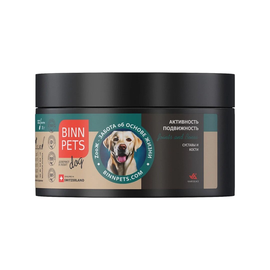 Лиофилизат гигантского кальмара BINN Joints and Bones, для собак, для суставов и костей, 70 г(банка)