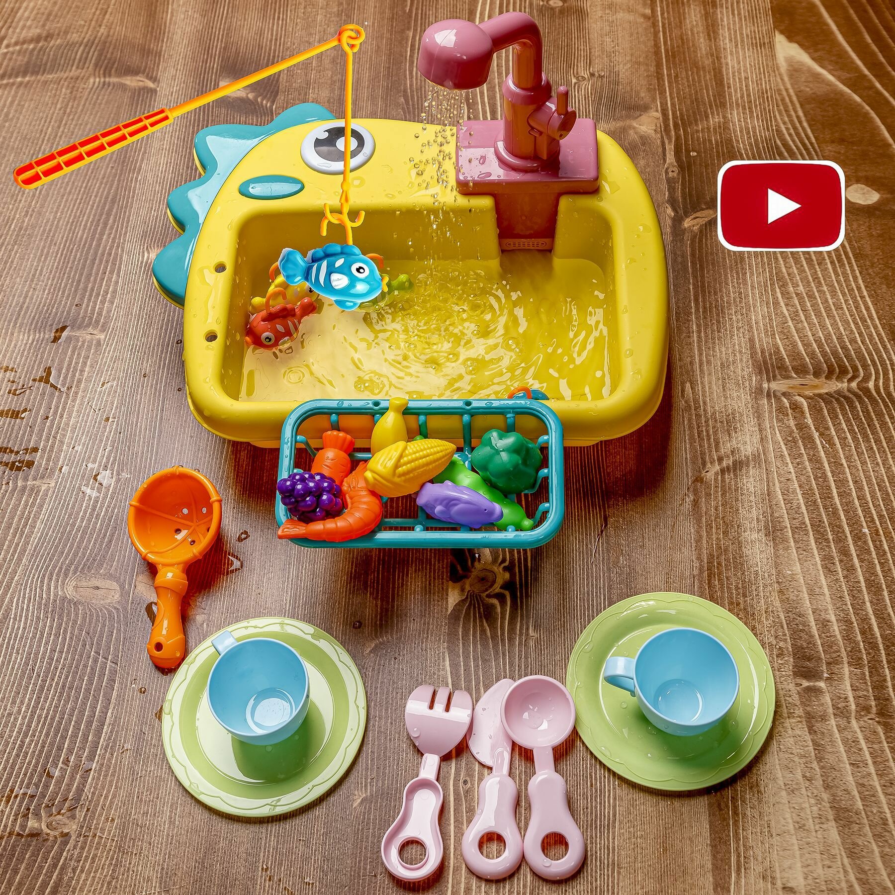 Игра Рыбалка детская с краном на батарейках, игрушка для малышей / Развивающая кухня BAZUMI