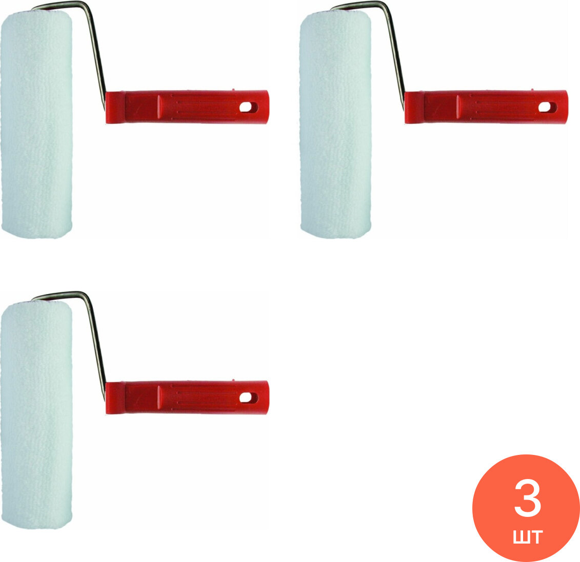 Валик малярный 888 велюр из полиэстера, ворс 2мм, диаметр 47мм, длина 200мм / ручной инструмент (комплект из 3 шт)