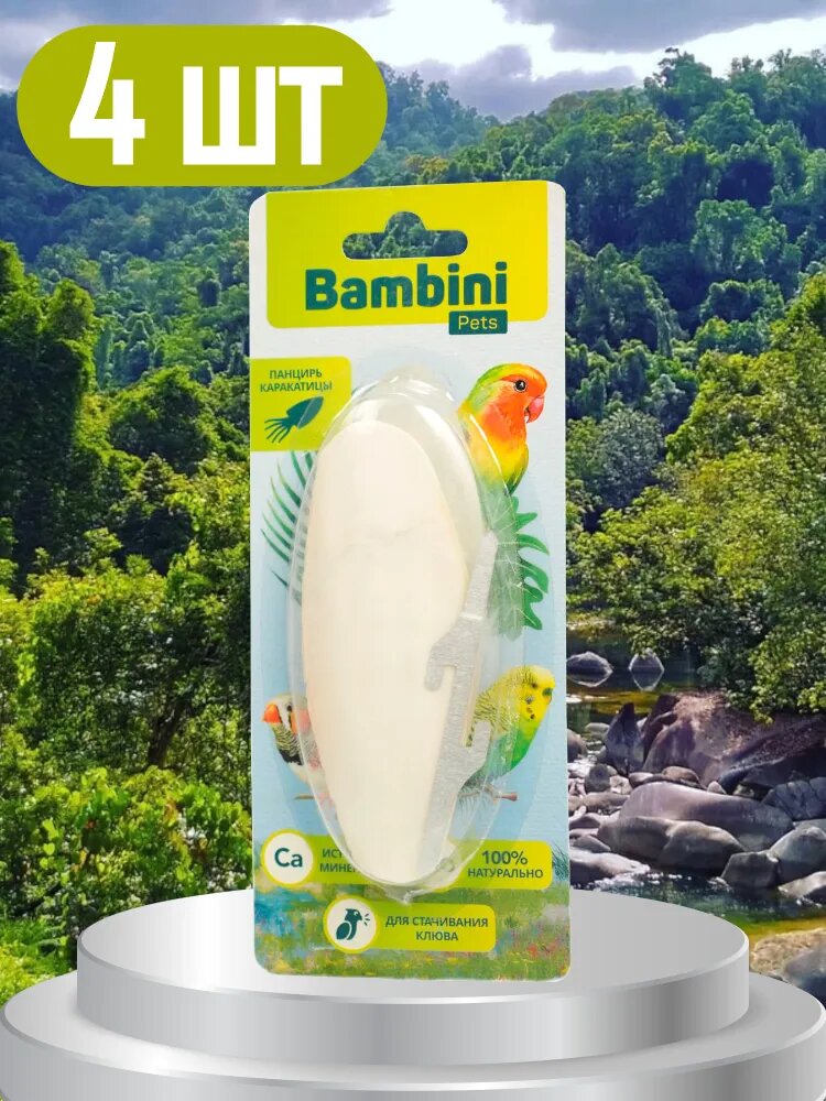 Лакомство для мелких попугаев Bambini Pets Сепия Панцирь каракатицы, 10 см, 4 шт/уп