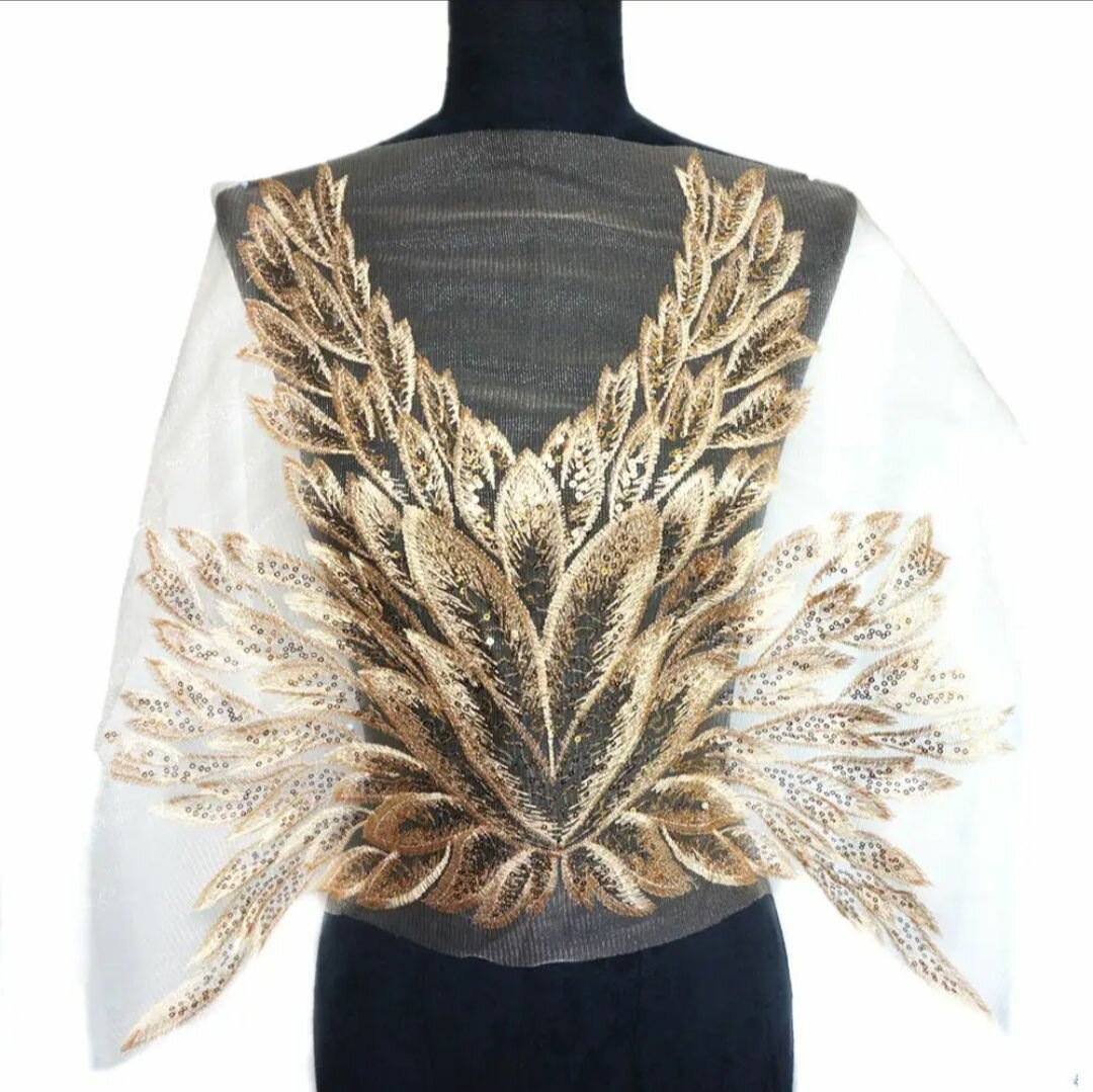 Декор для одежды аппликация из пайеток на желтой сетке 57*43 см