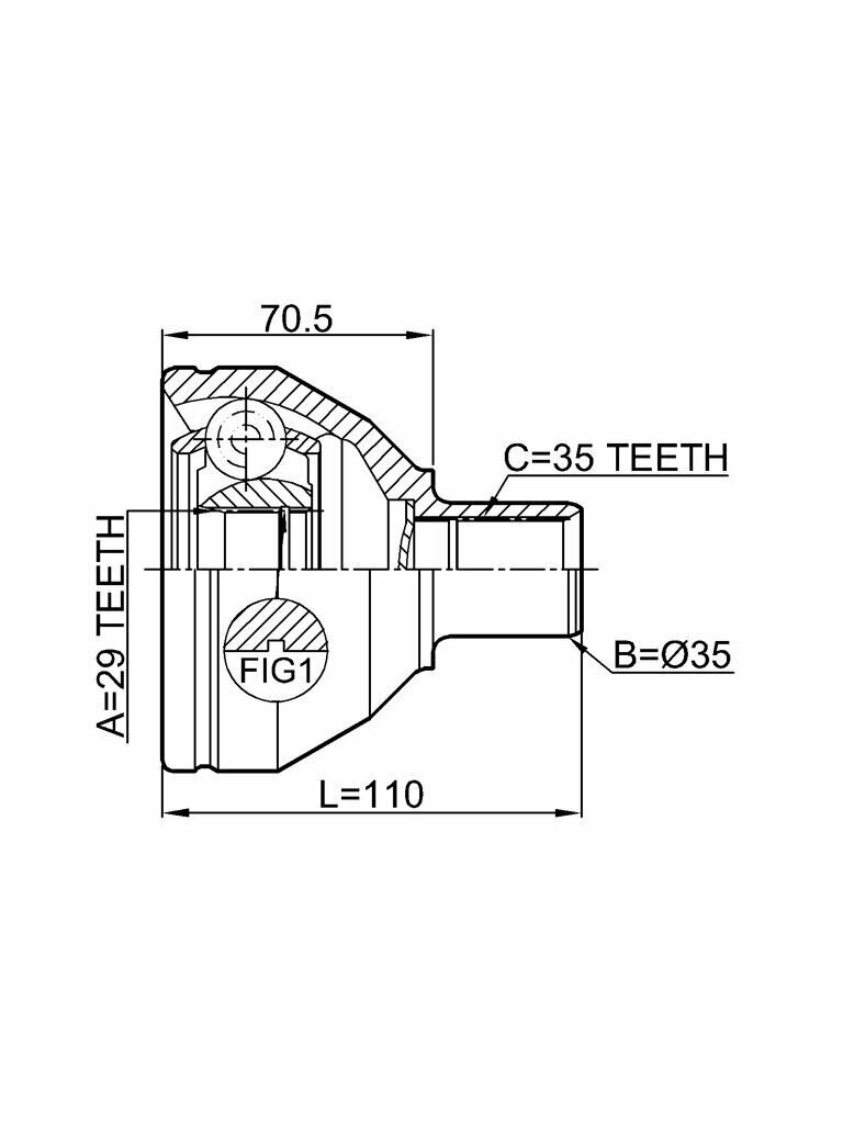 Шрус внутренний левый 29x35x35 VOLVO 2711-XC90LH FEBEST.