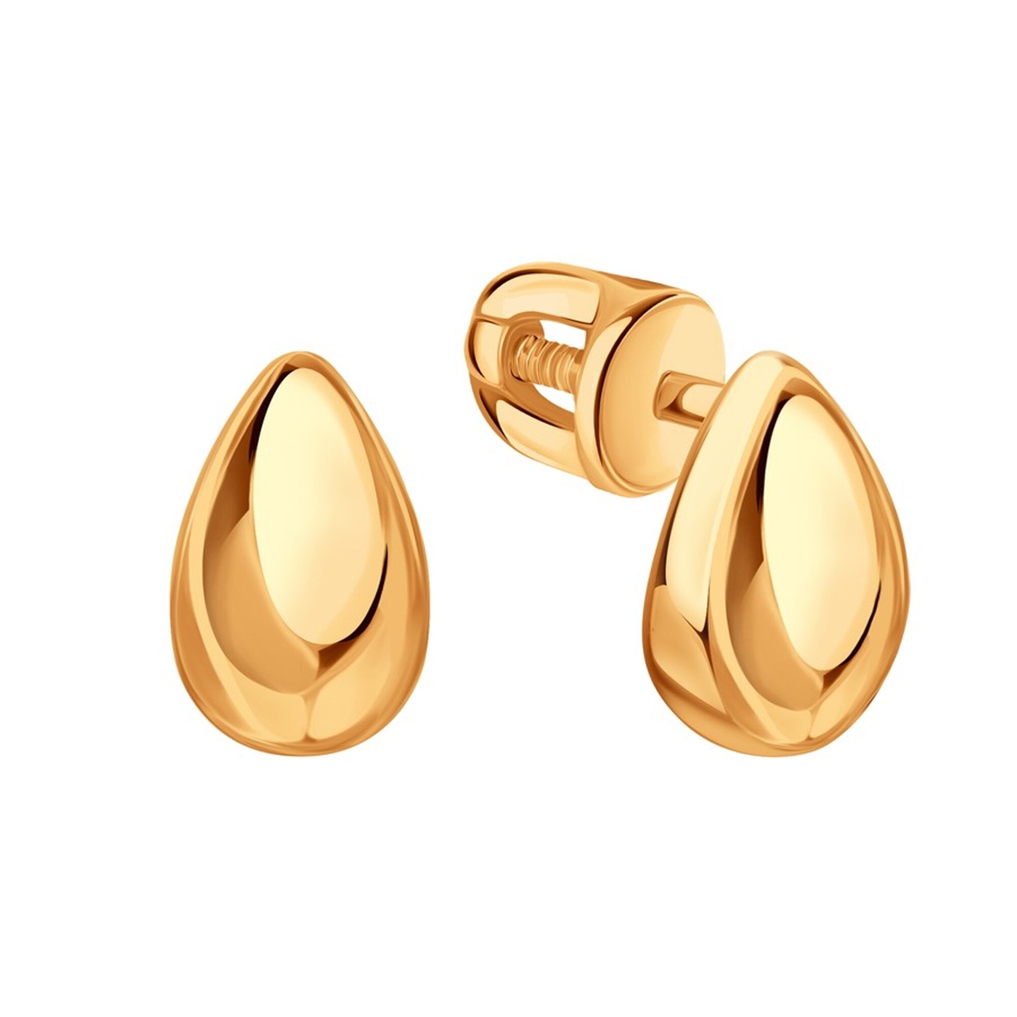 Серьги пусеты Diamant online, красное золото, 585 проба