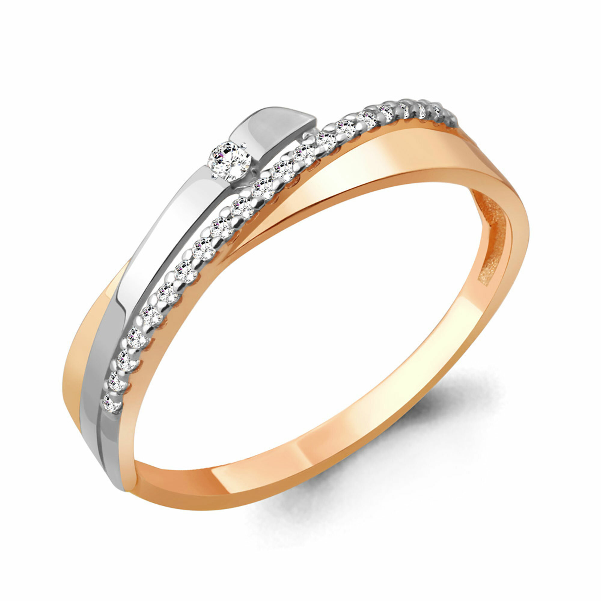 Кольцо дорожка Diamant online, красное золото, 585 проба, фианит