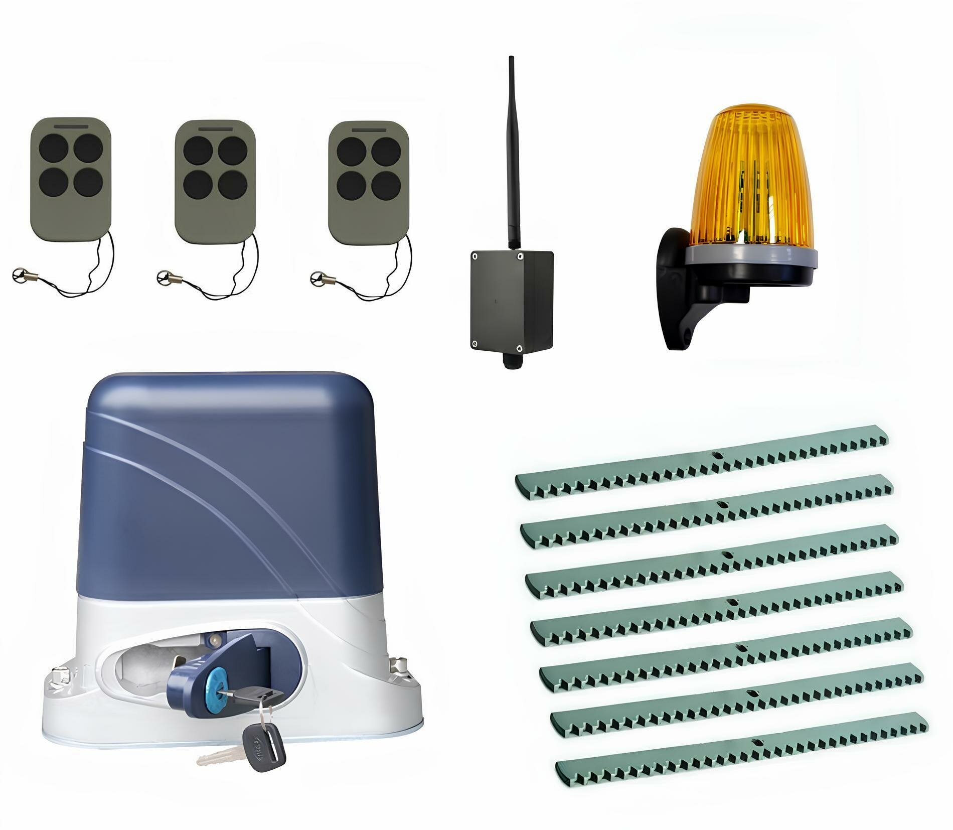 Автоматика для откатных ворот KSL-800 KIT-L3K7-BT-Т3, комплект: привод, 3 пульта, Bluetooth-модуль, лампа, 7 реек